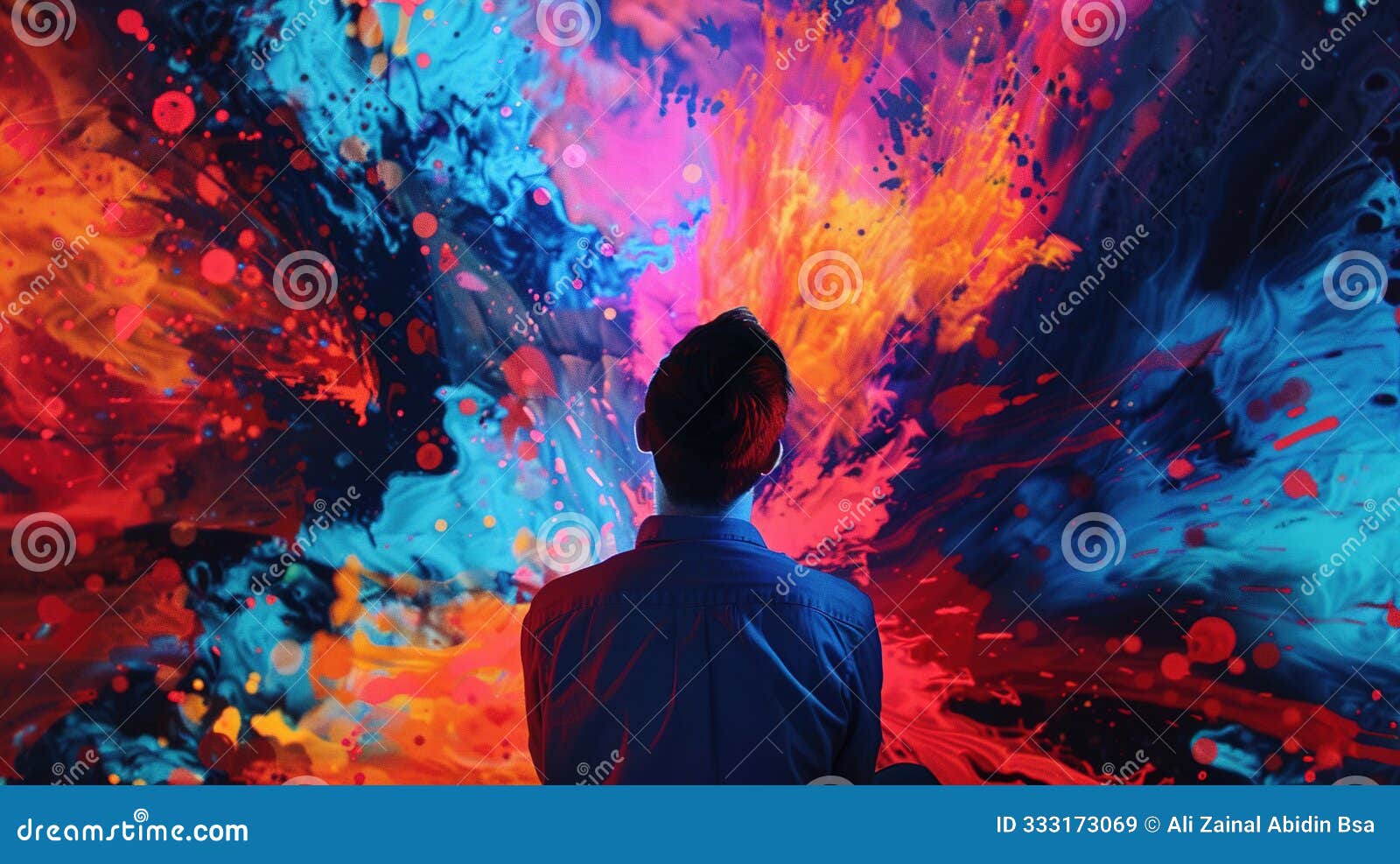 Man Facing an Abstract Masterpiece Stock Illustration - Illustration of ...