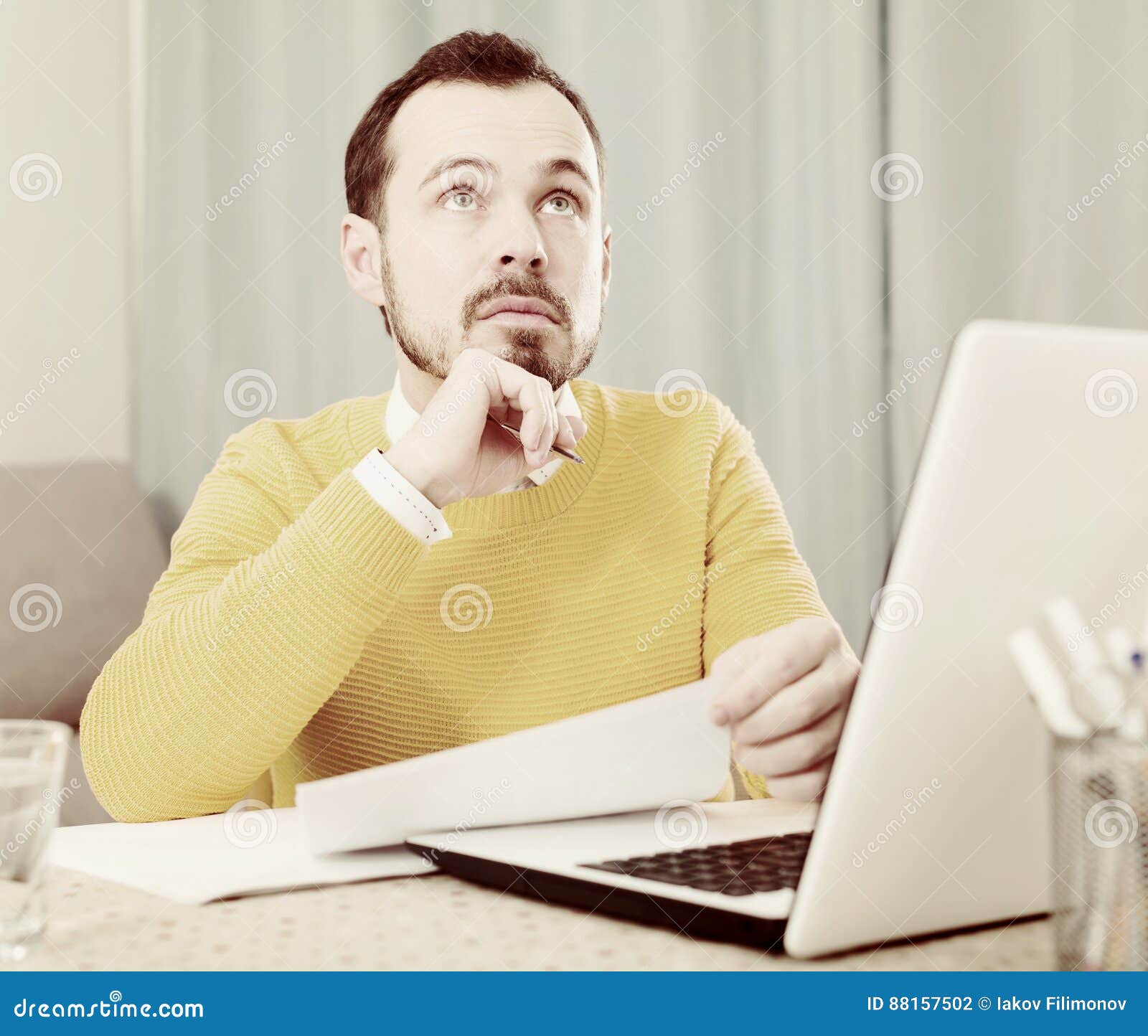 Man facing difficulty stock photo. Image of brainstorming - 88157502