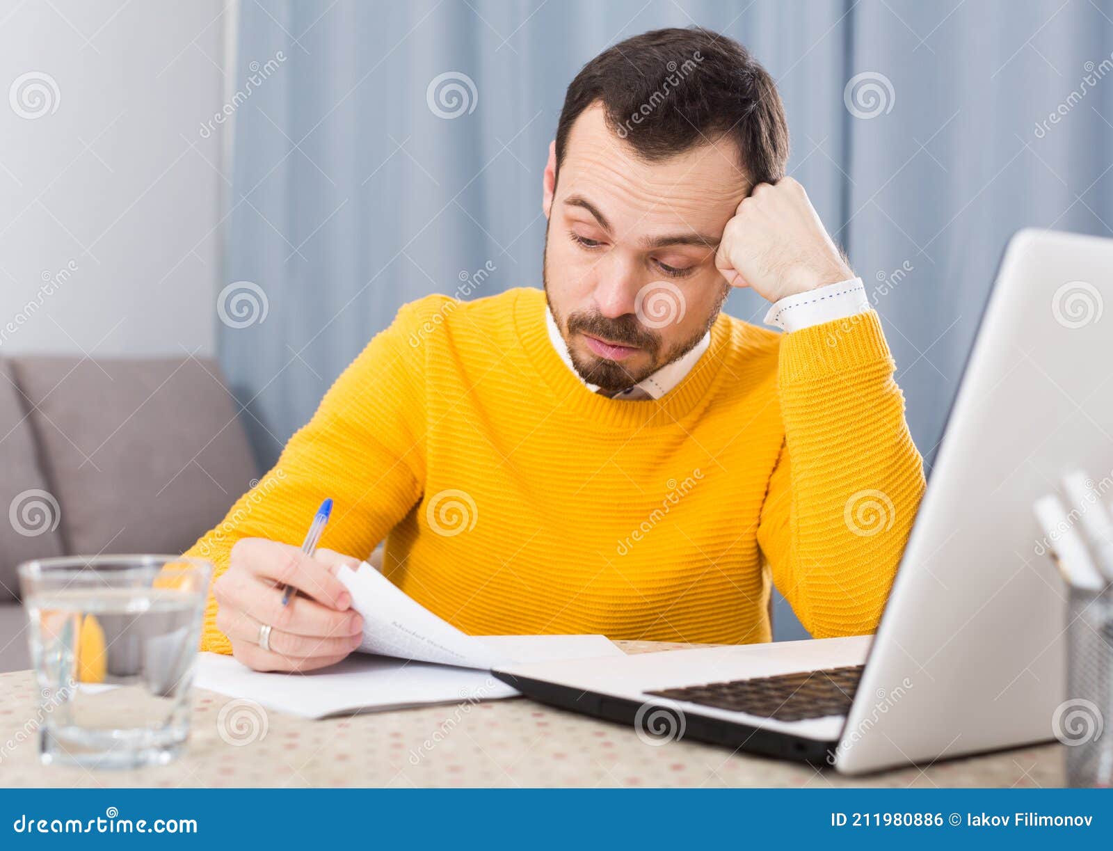 Man facing difficulty stock photo. Image of person, distant - 211980886