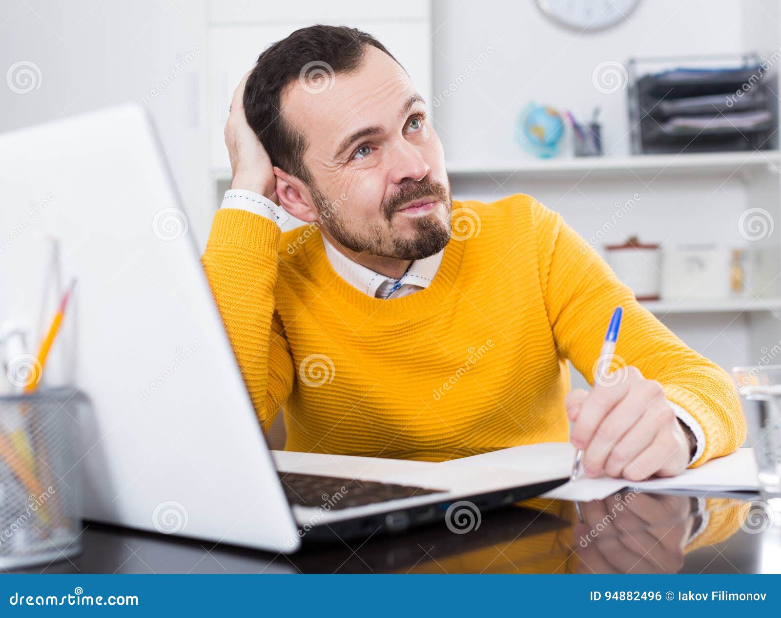 Man facing difficulty stock photo. Image of deadline - 94882496