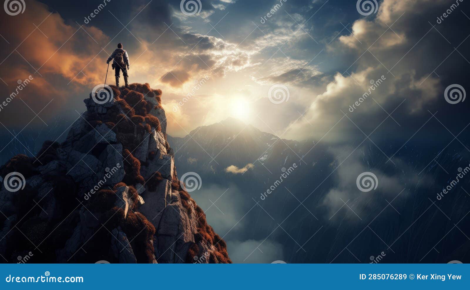 Man facing fear of heights stock illustration. Illustration of tourism ...
