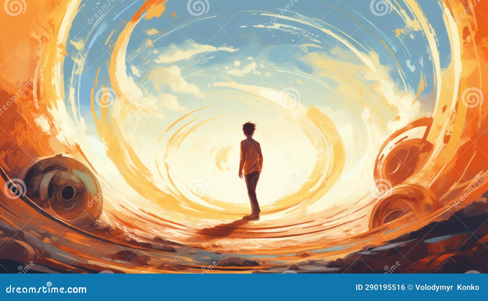 A Man Facing a Massive Wave in a Captivating Painting. Generative Ai ...