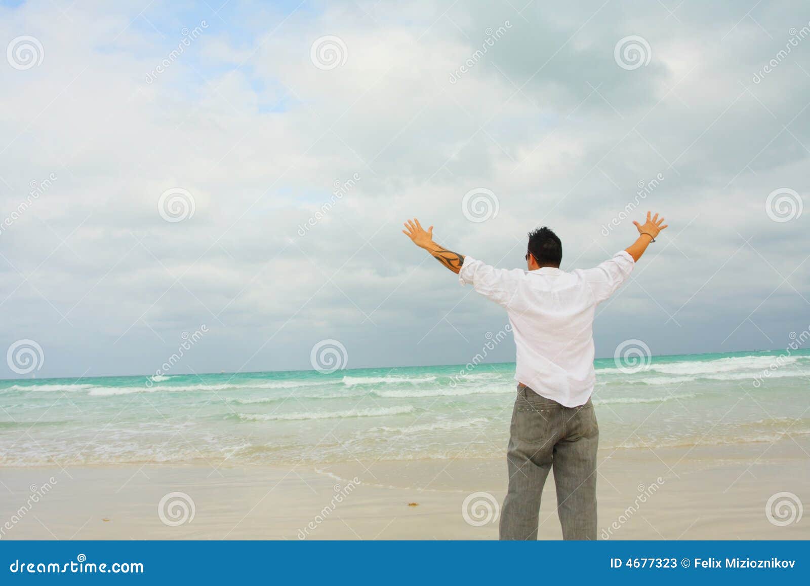 Man Facing The Ocean Picture. Image: 4677323