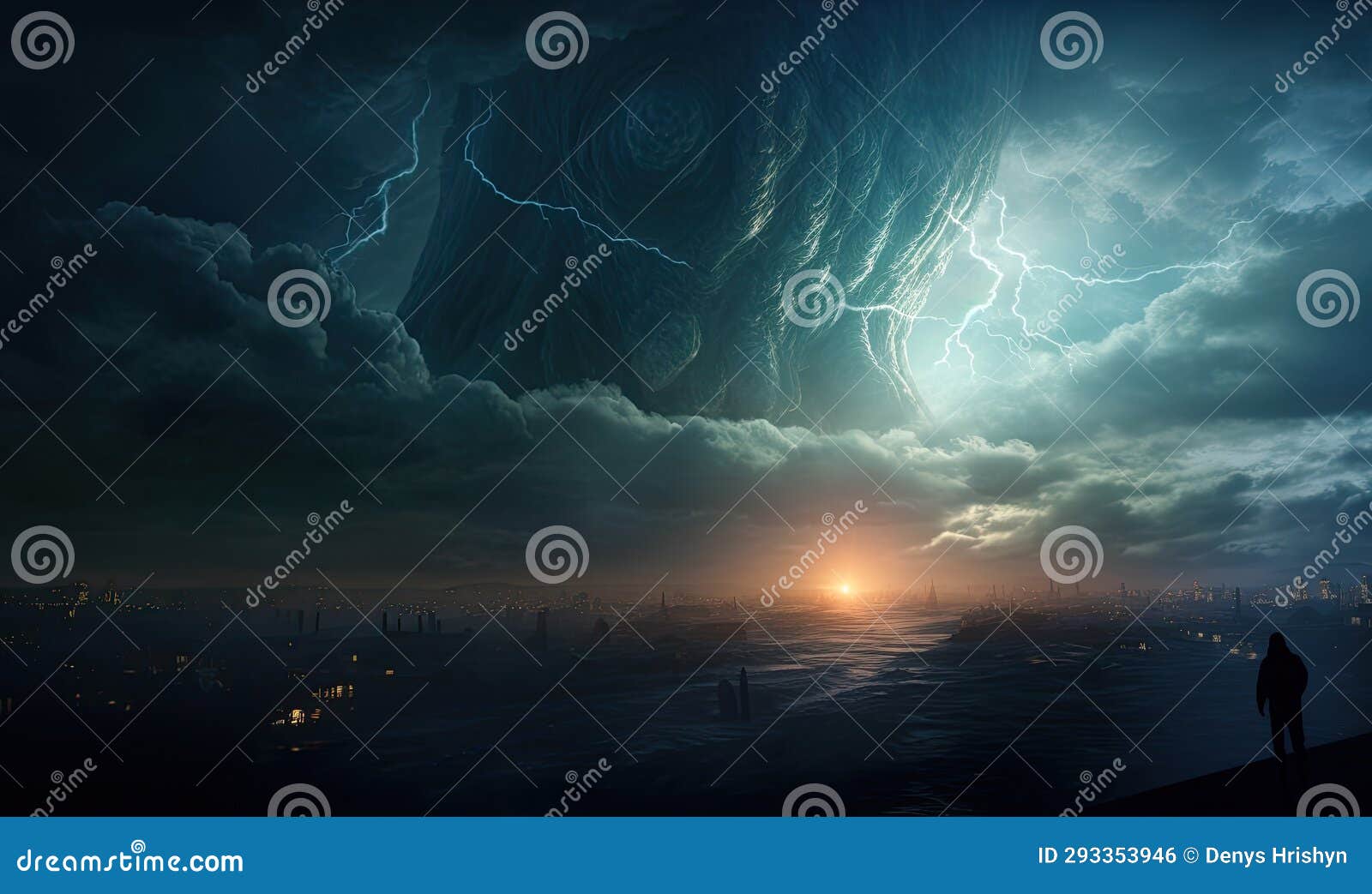 A Man Facing a Powerful Storm Stock Illustration - Illustration of ...