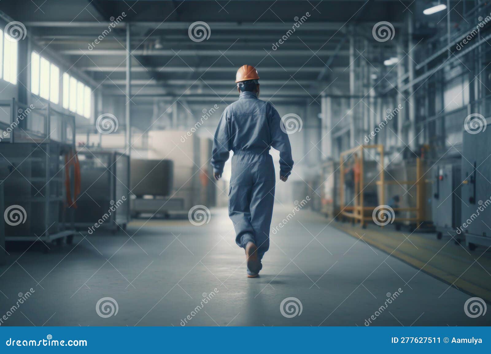 Man, Factory Worker Going Trough the Factory, AI Generated Stock ...