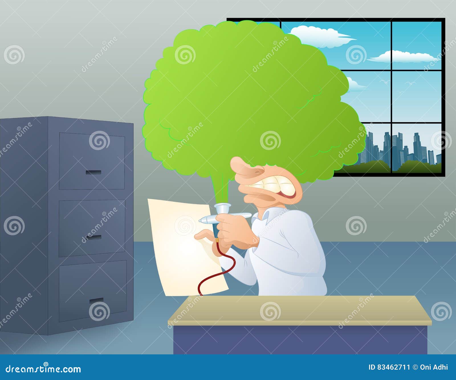Man Fail Using Spray Paint Tool Stock Illustration - Illustration of ...