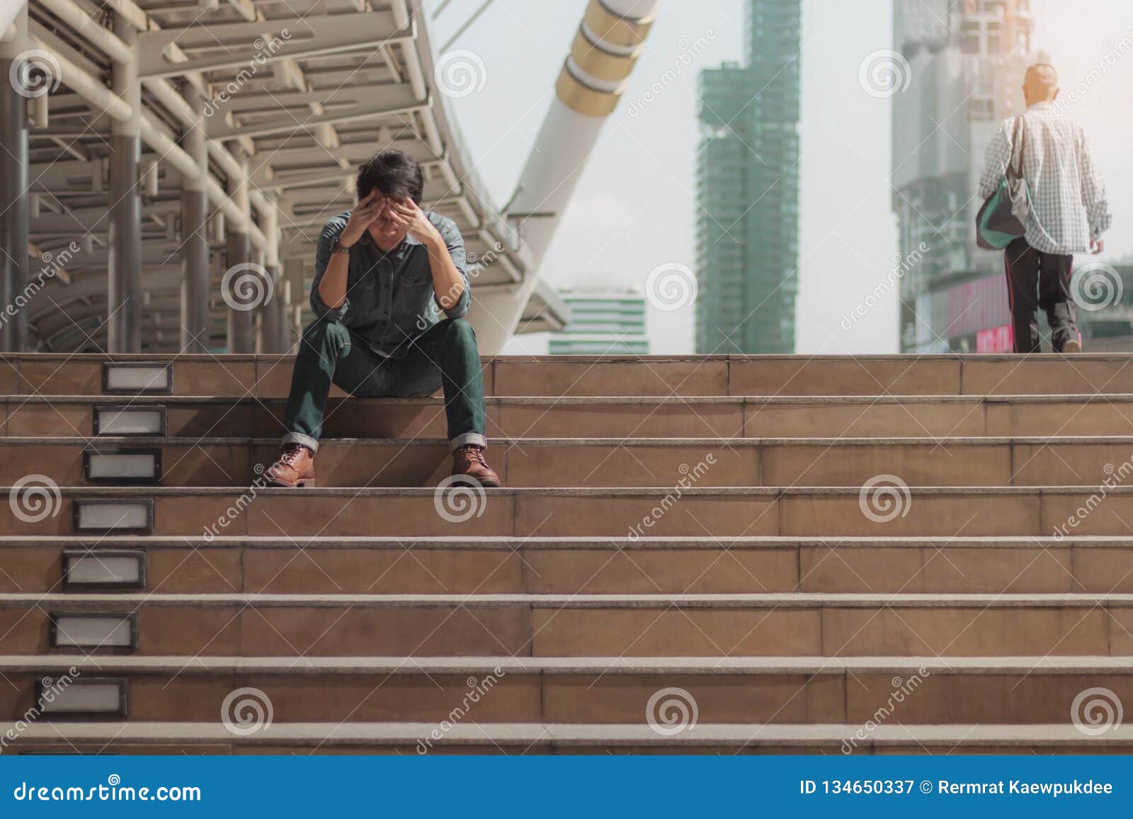 Man with failure in city stock image. Image of district - 134650337