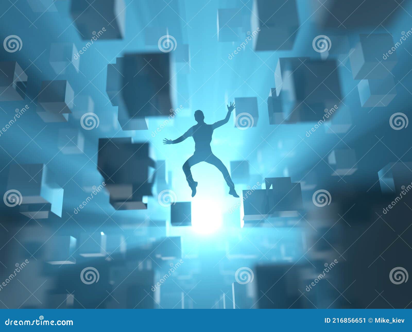 Man Fall into the Digital Abyss Stock Illustration - Illustration of ...