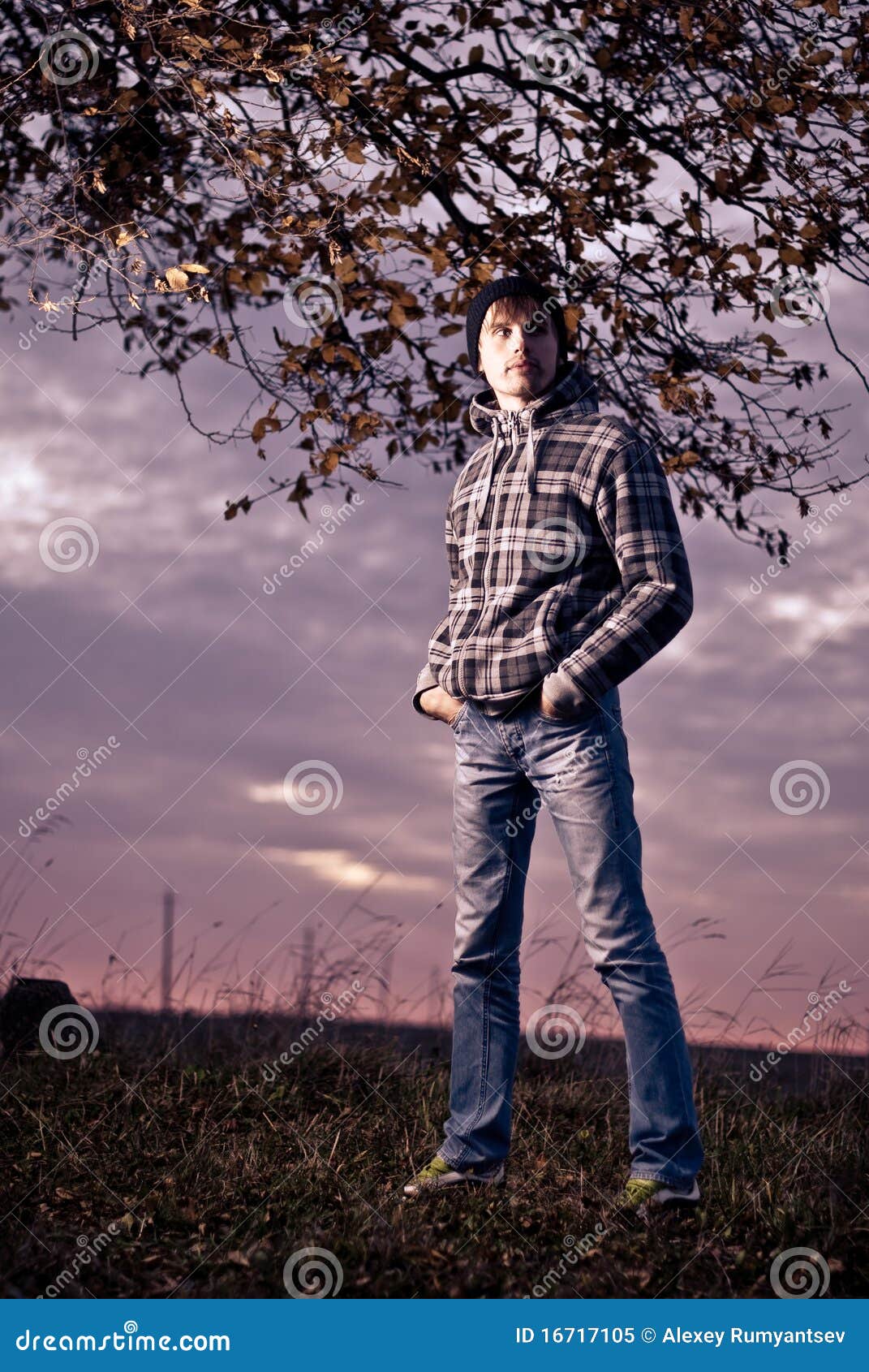 Man at fall sunset stock image. Image of line, human - 16717105