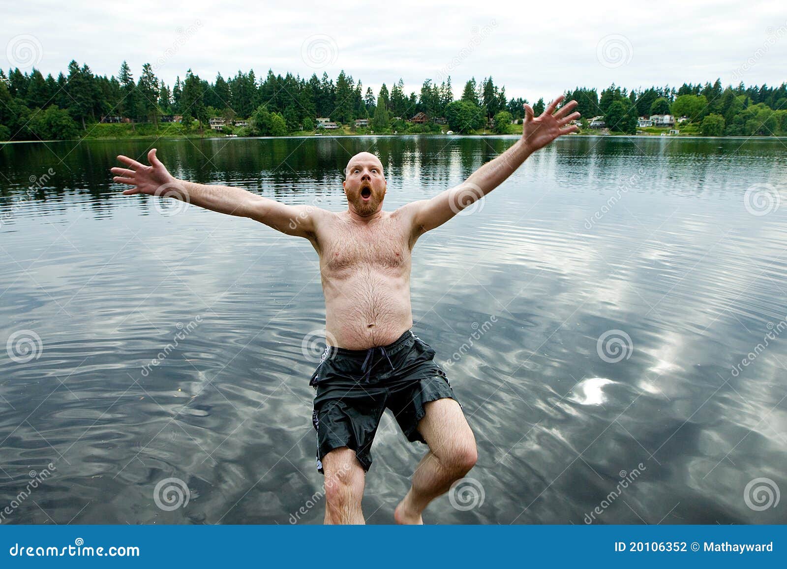 Man Falling Backwards into Lake Stock Photo - Image of lake, outdoors ...