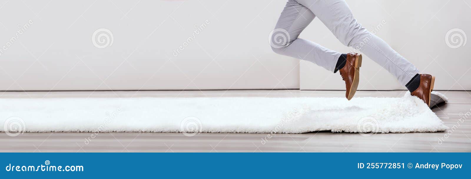 Man Falling on Carpet at Home Stock Image - Image of person, risk ...