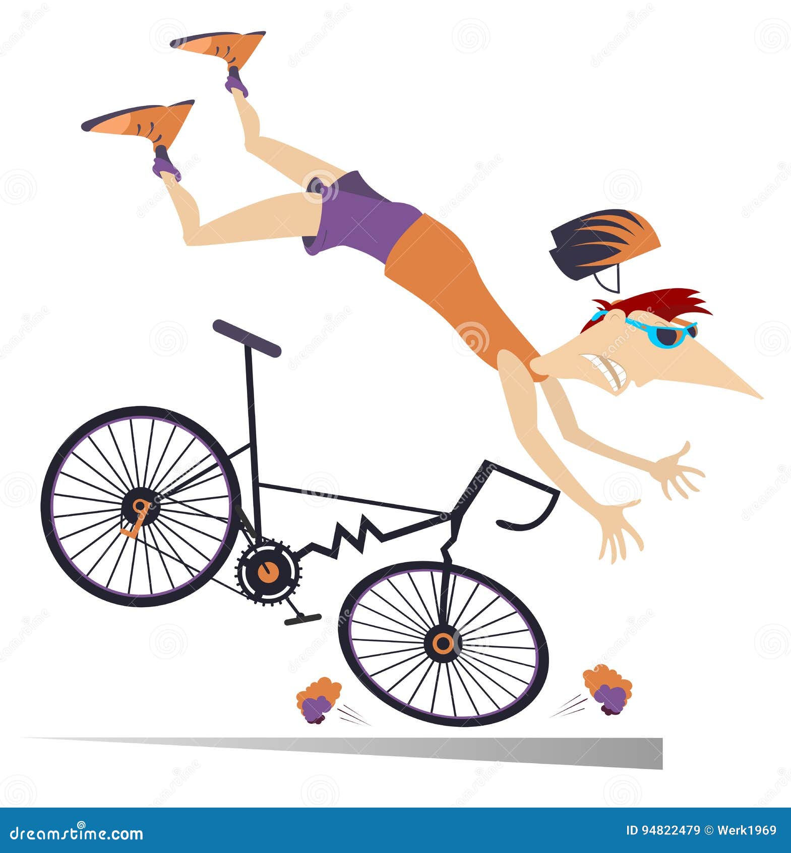 Man Falling Down from the Bicycle Stock Vector - Illustration of comic ...