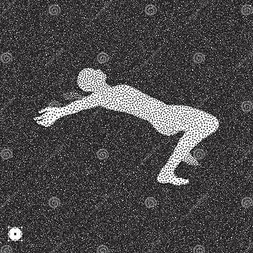 Man Falling Down. Black and White Grainy Dotwork Design Stock Vector ...