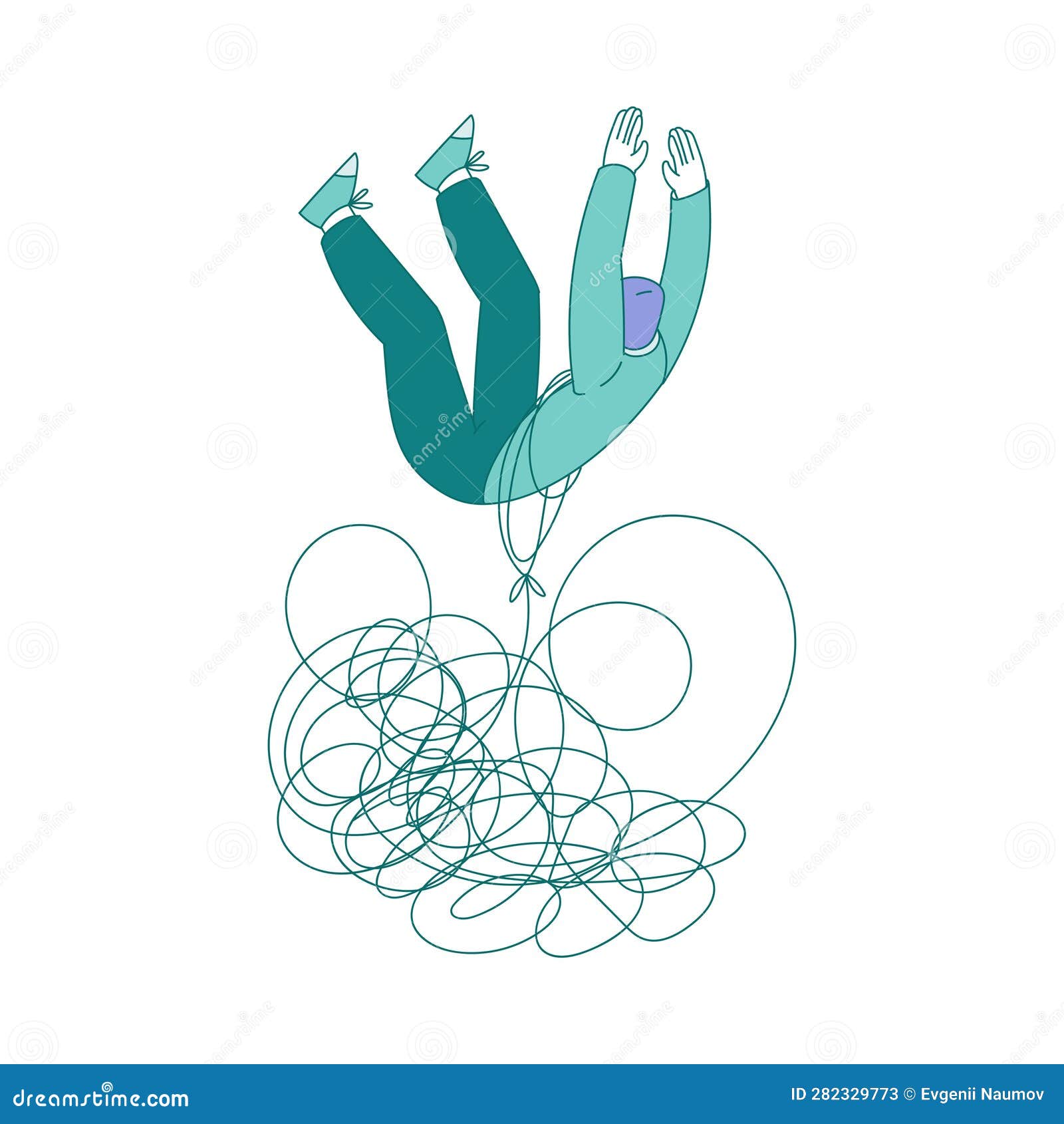 Man Falling Down with Clutter or Tangled Skein Suffer from Psychic ...