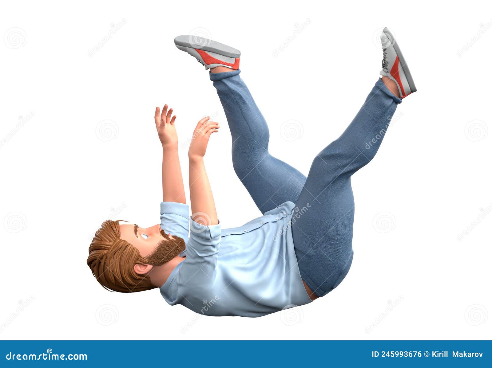 Man Falling Down. Isolated on White Background Stock Illustration ...