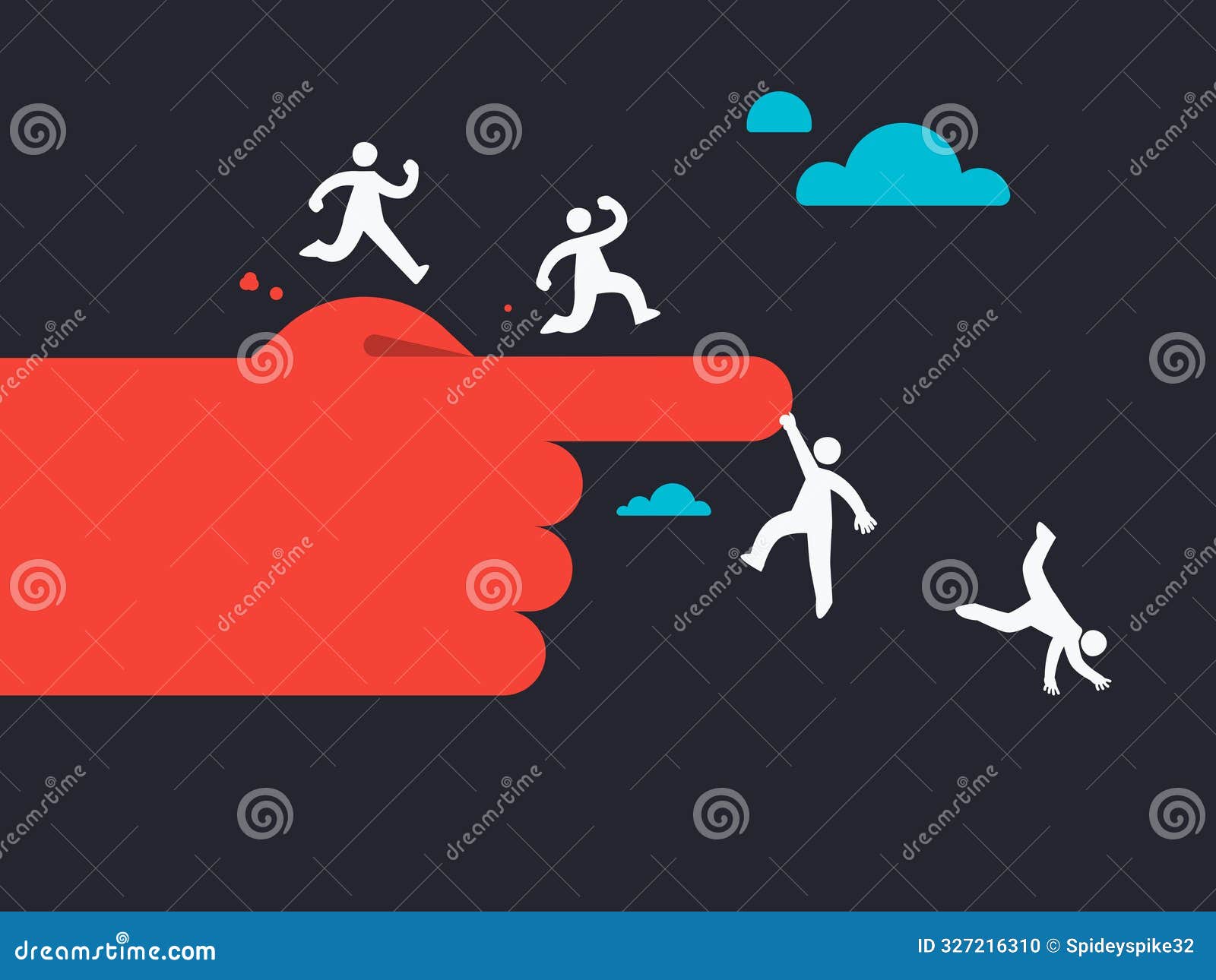 A Man is Falling from the False Direction. Isolated Vector Illustration ...