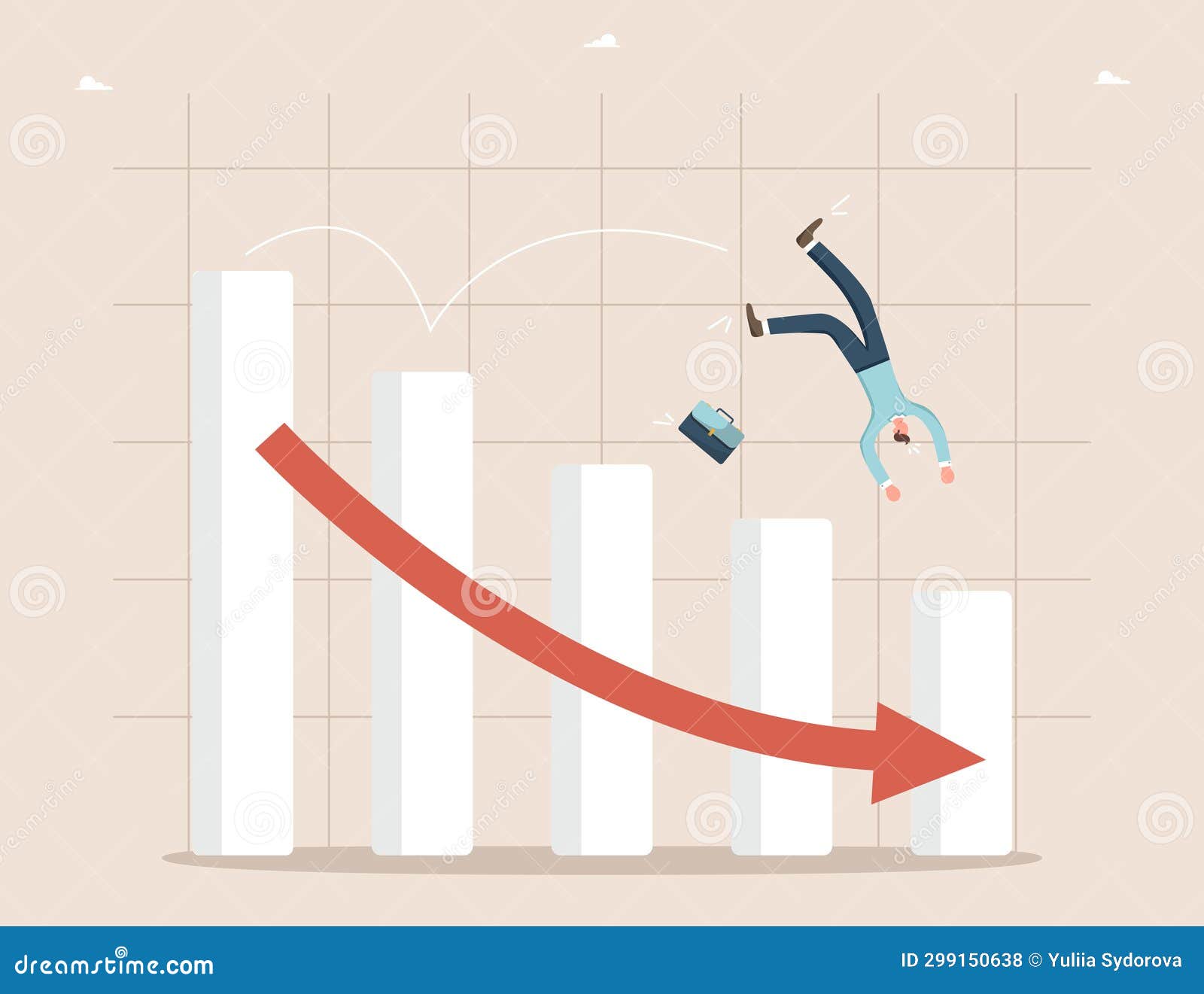 Man Falling from a Falling Graph Stock Vector - Illustration of defeat ...
