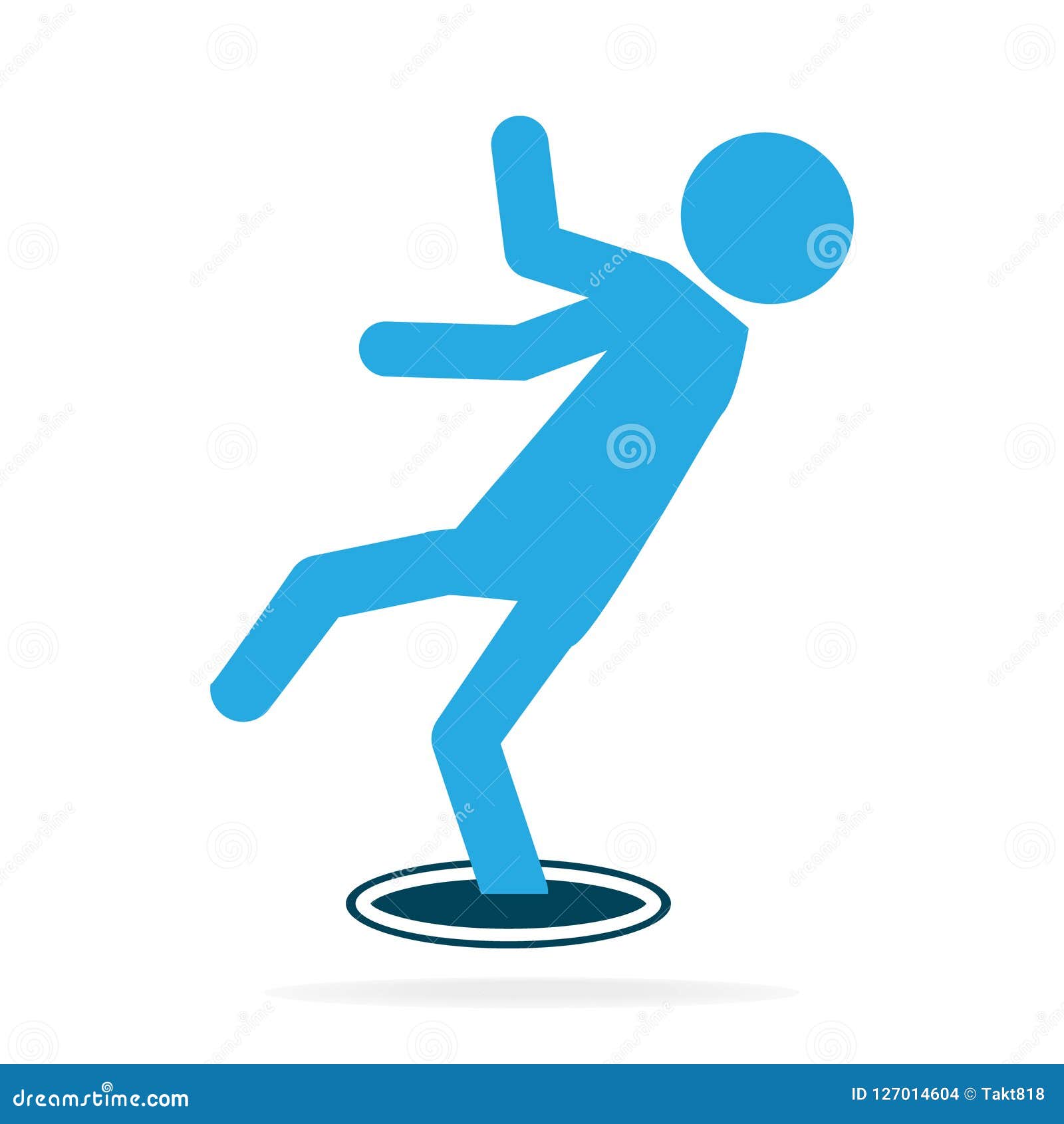 Man Falling Into Hole Icon, Warning Symbol Vector Illustration ...