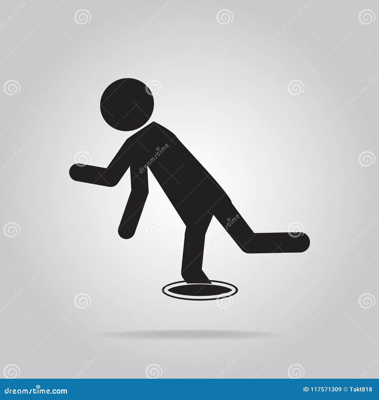 Man Falling Into Hole Icon, Warning Symbol Cartoon Vector ...