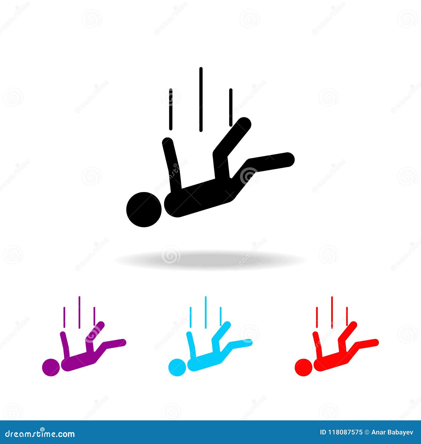 Man Falling Icon.. Elements of Death in Multi Colored Icons. Premium ...