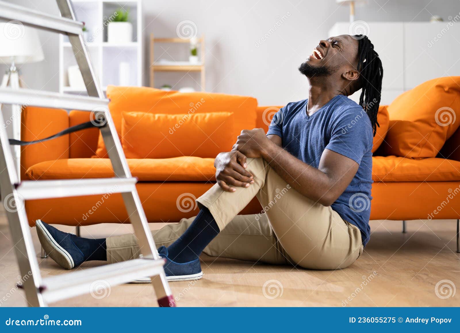 Man Falling from Ladder Accident Stock Image - Image of fallen, ladder ...