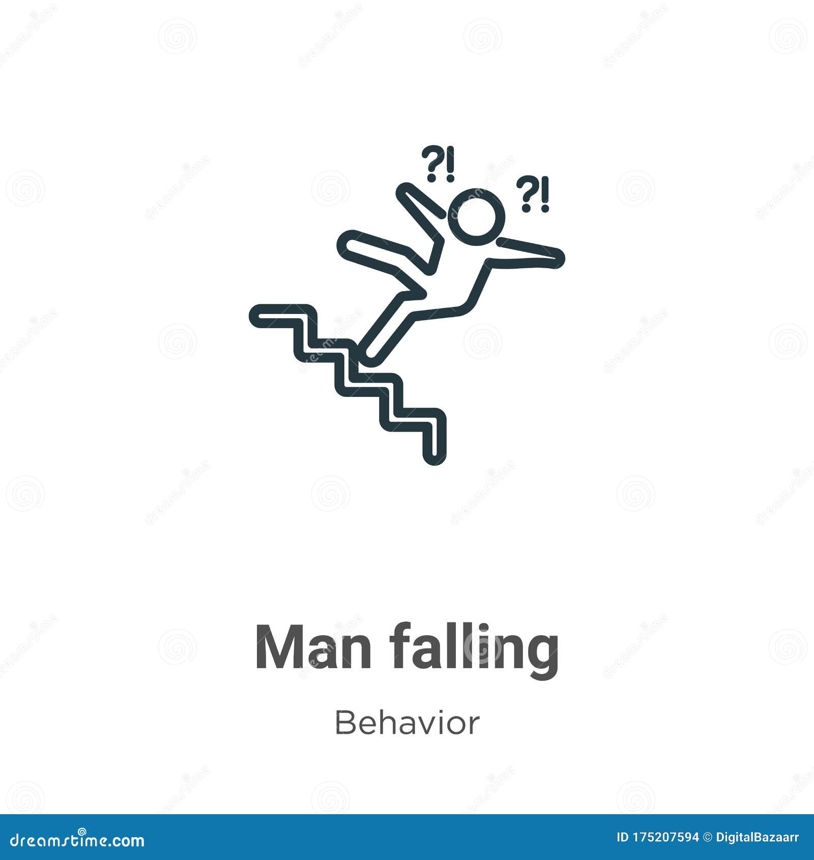 Man Falling Outline Vector Icon. Thin Line Black Man Falling Icon, Flat ...