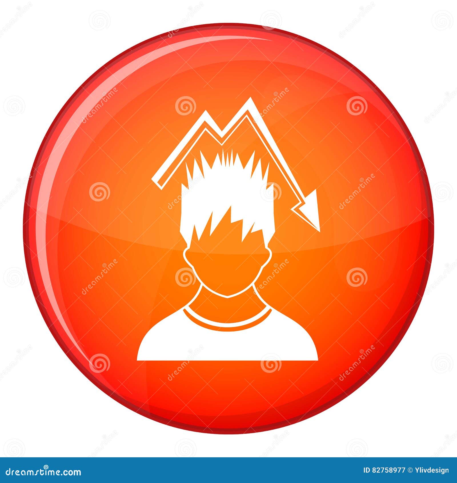 Man with Falling Red Graph Over Head Icon Stock Vector - Illustration ...