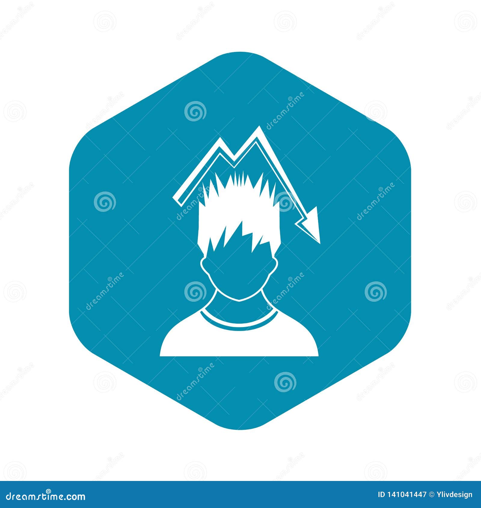 Man with Falling Red Graph Over Head Icon Stock Vector - Illustration ...