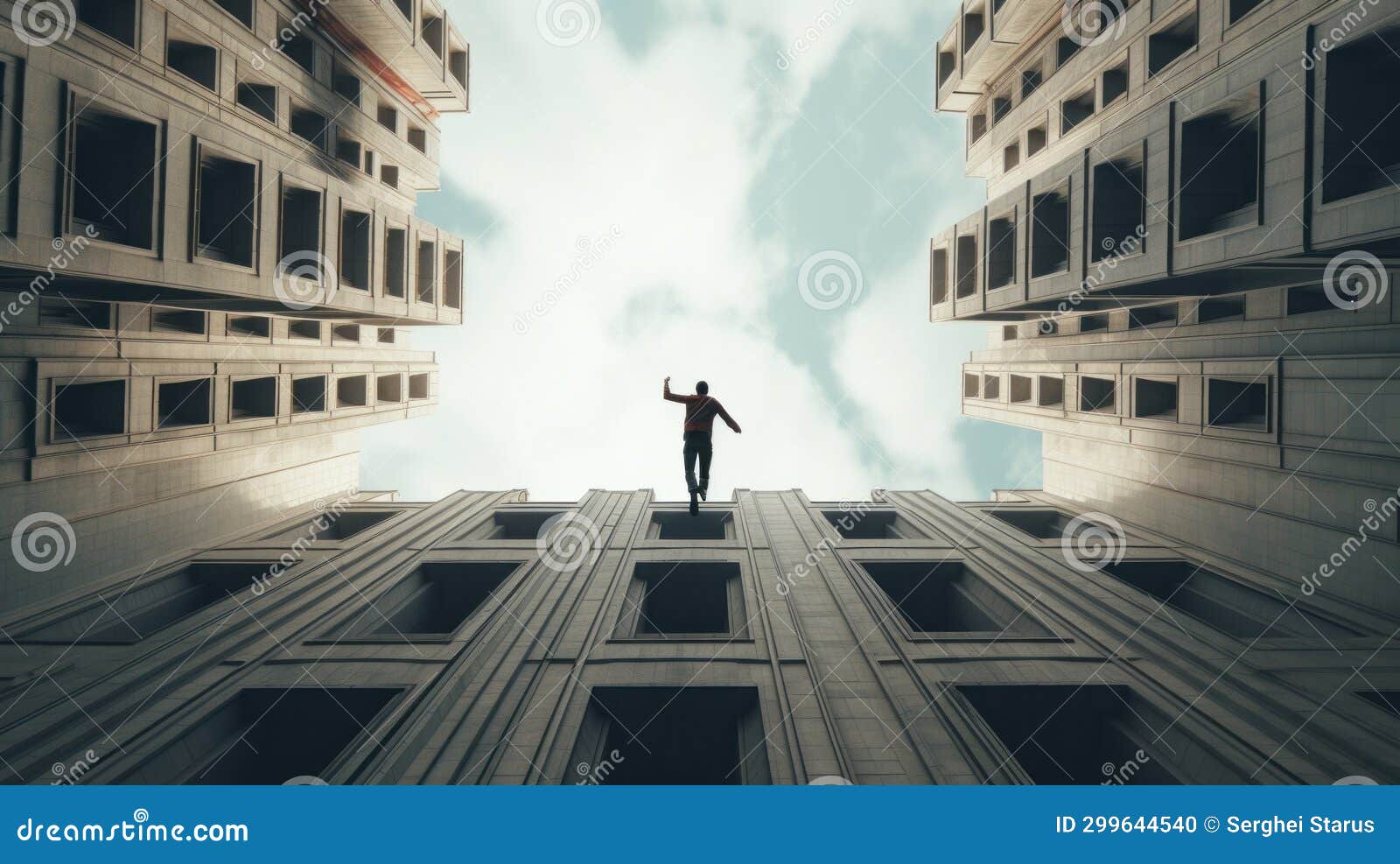 A Man Falling from a Top of a Building, AI Stock Photo - Image of ...