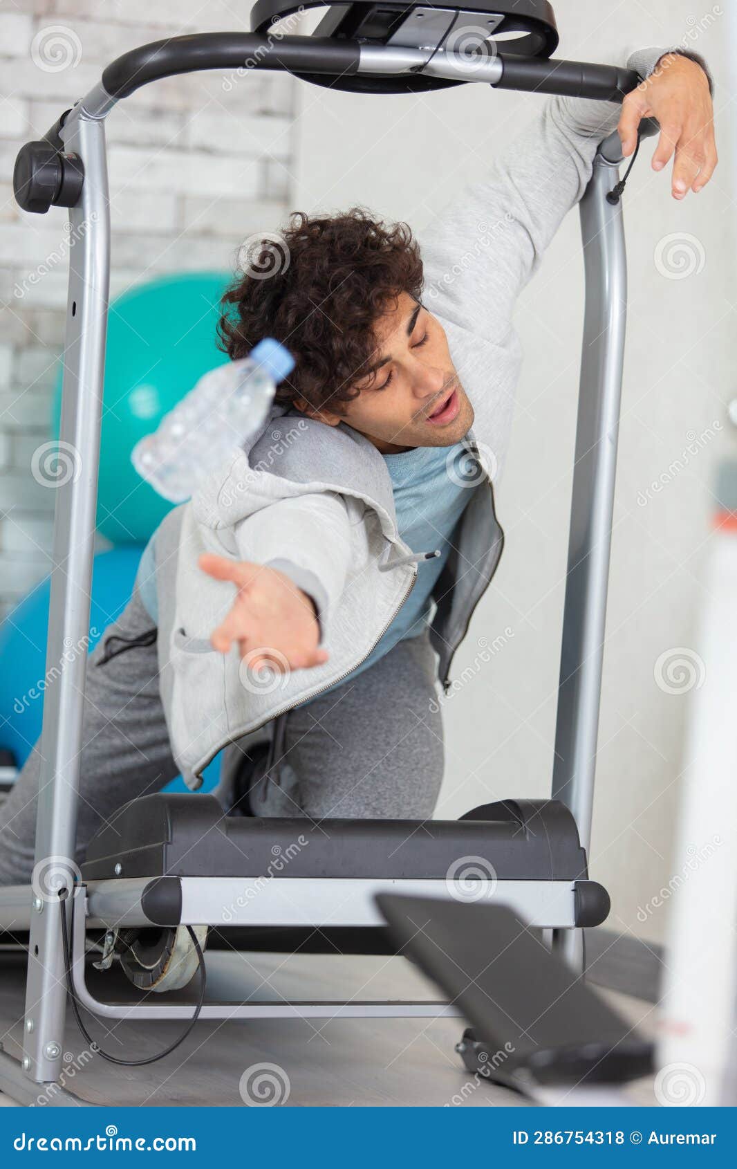 Man Falling on Treadmill while during Gym Stock Photo - Image of runner ...