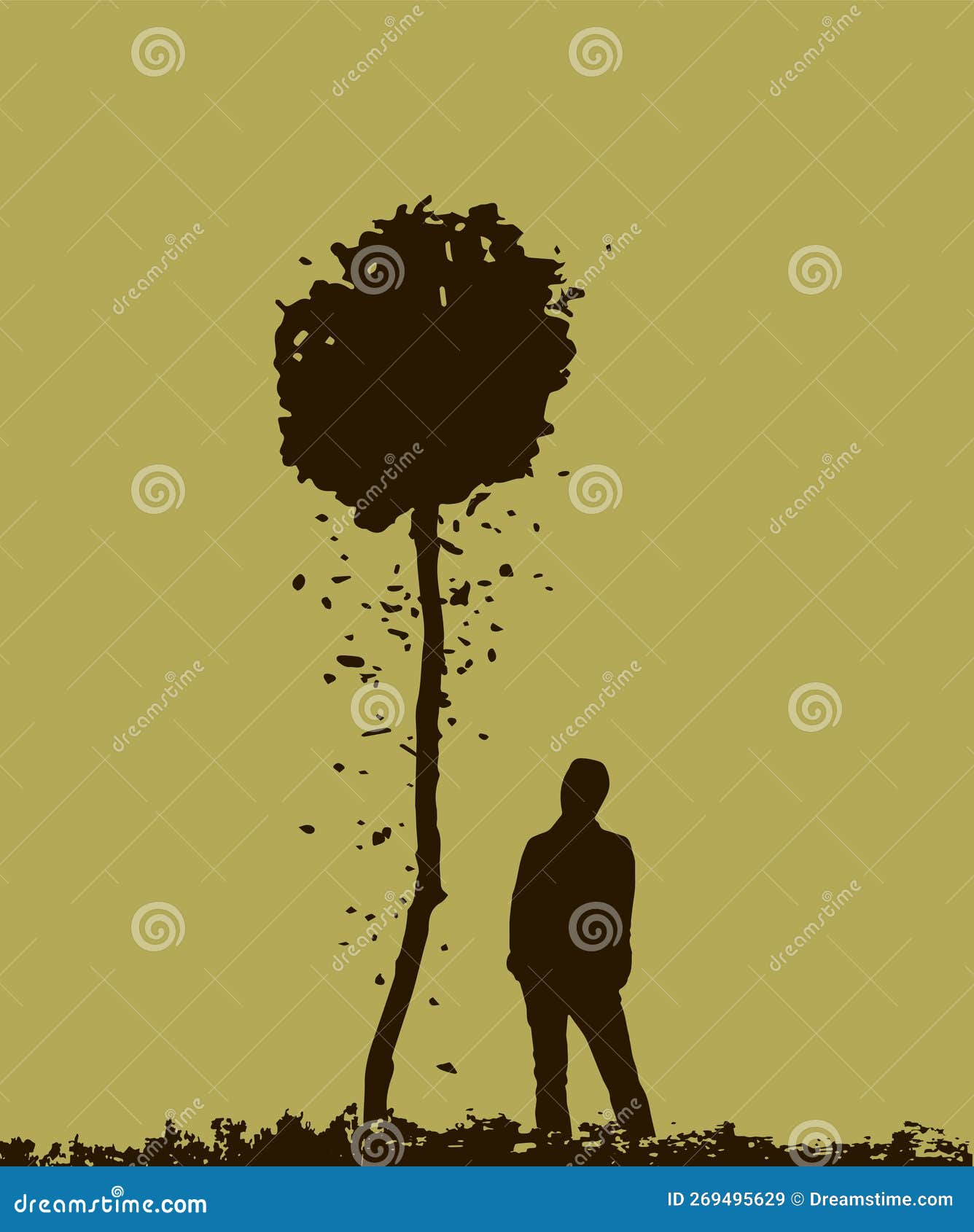 Falling Tree Icon In Cartoon Style Isolated On White Background ...
