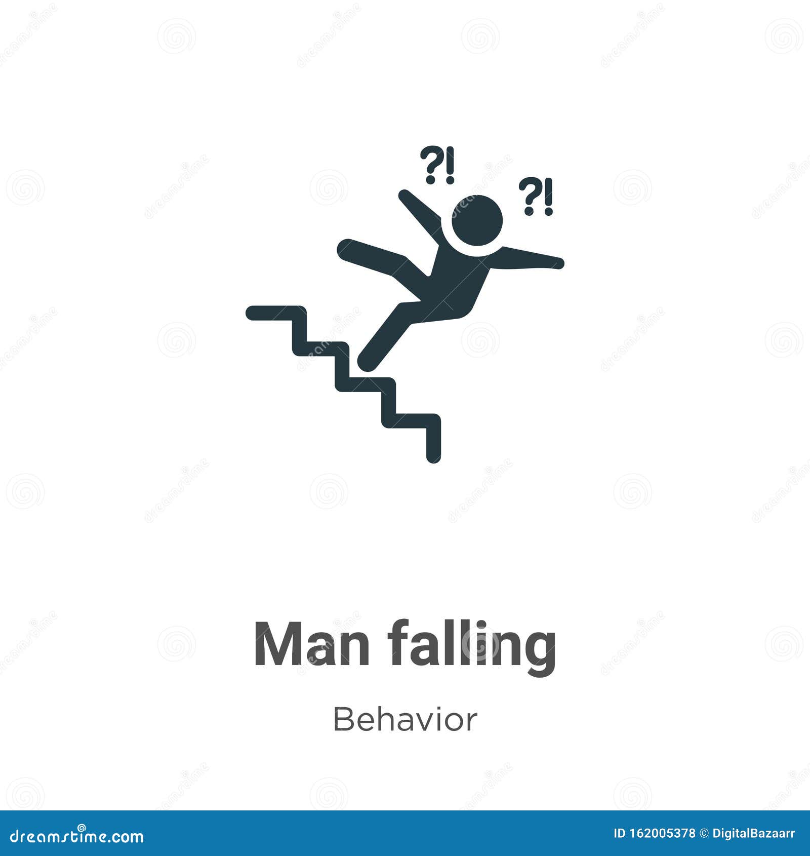 Man Falling Vector Icon on White Background. Flat Vector Man Falling ...