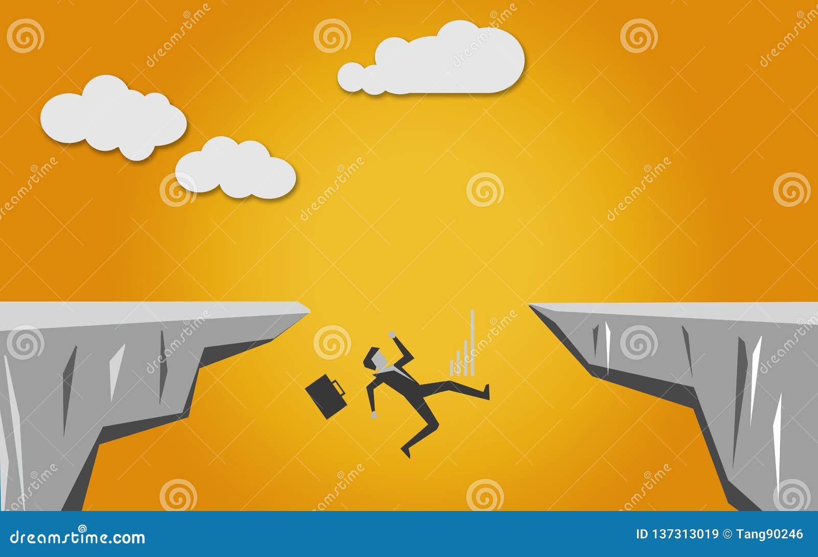 Man falls into the abyss stock illustration. Illustration of investment ...