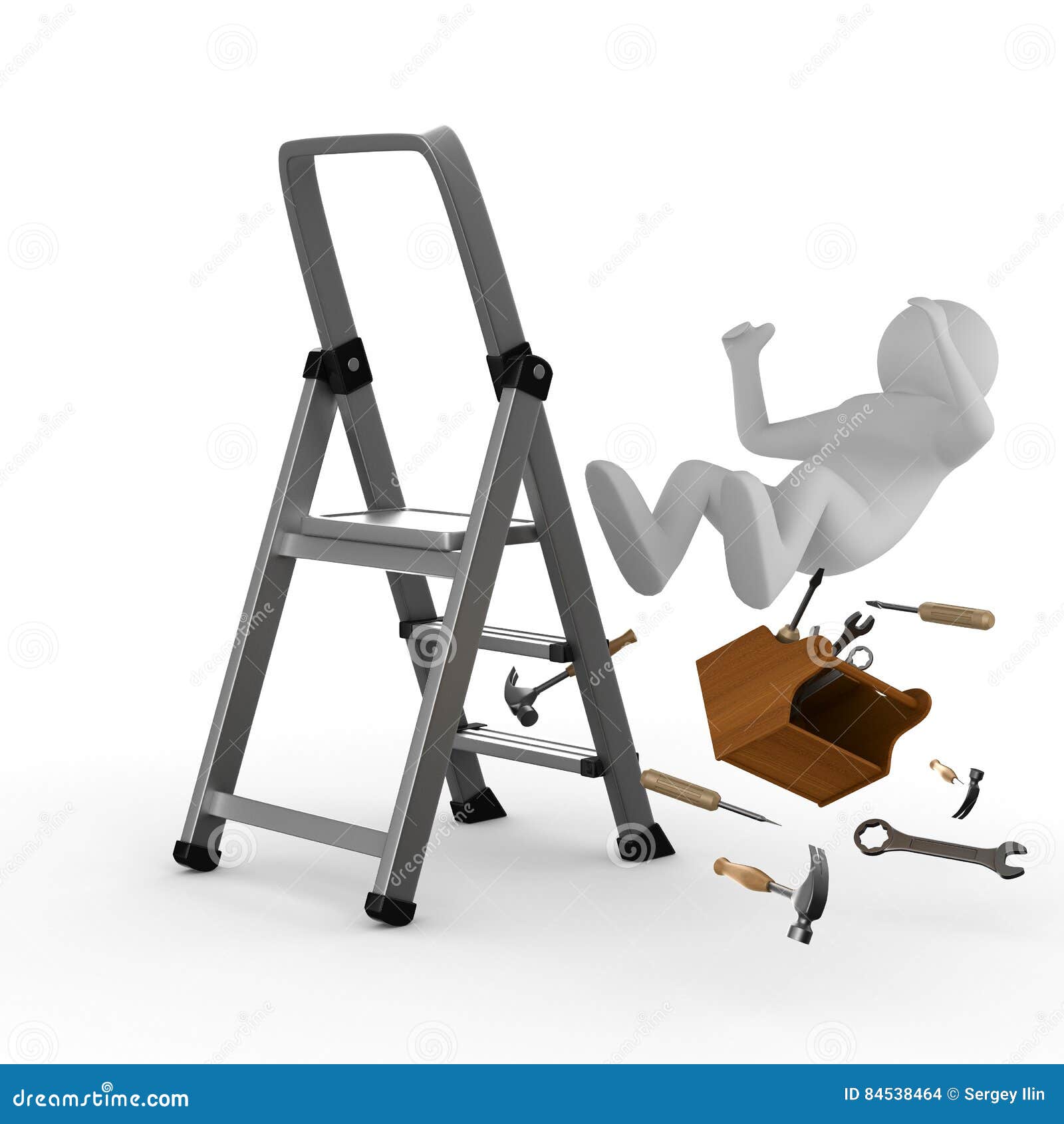 Man Falls from Ladder on White Background Stock Illustration ...