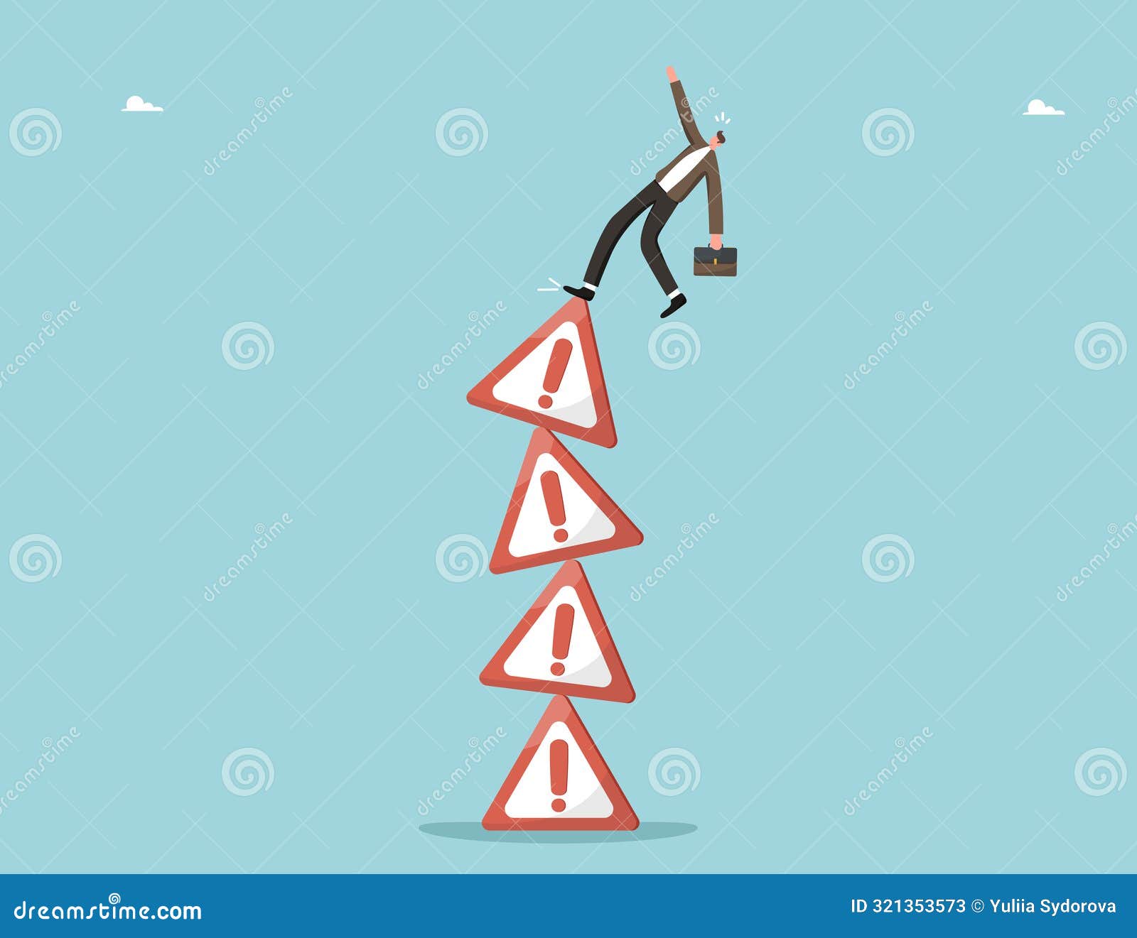 Man Falls from Stack of Road Danger Signs Stock Vector - Illustration ...