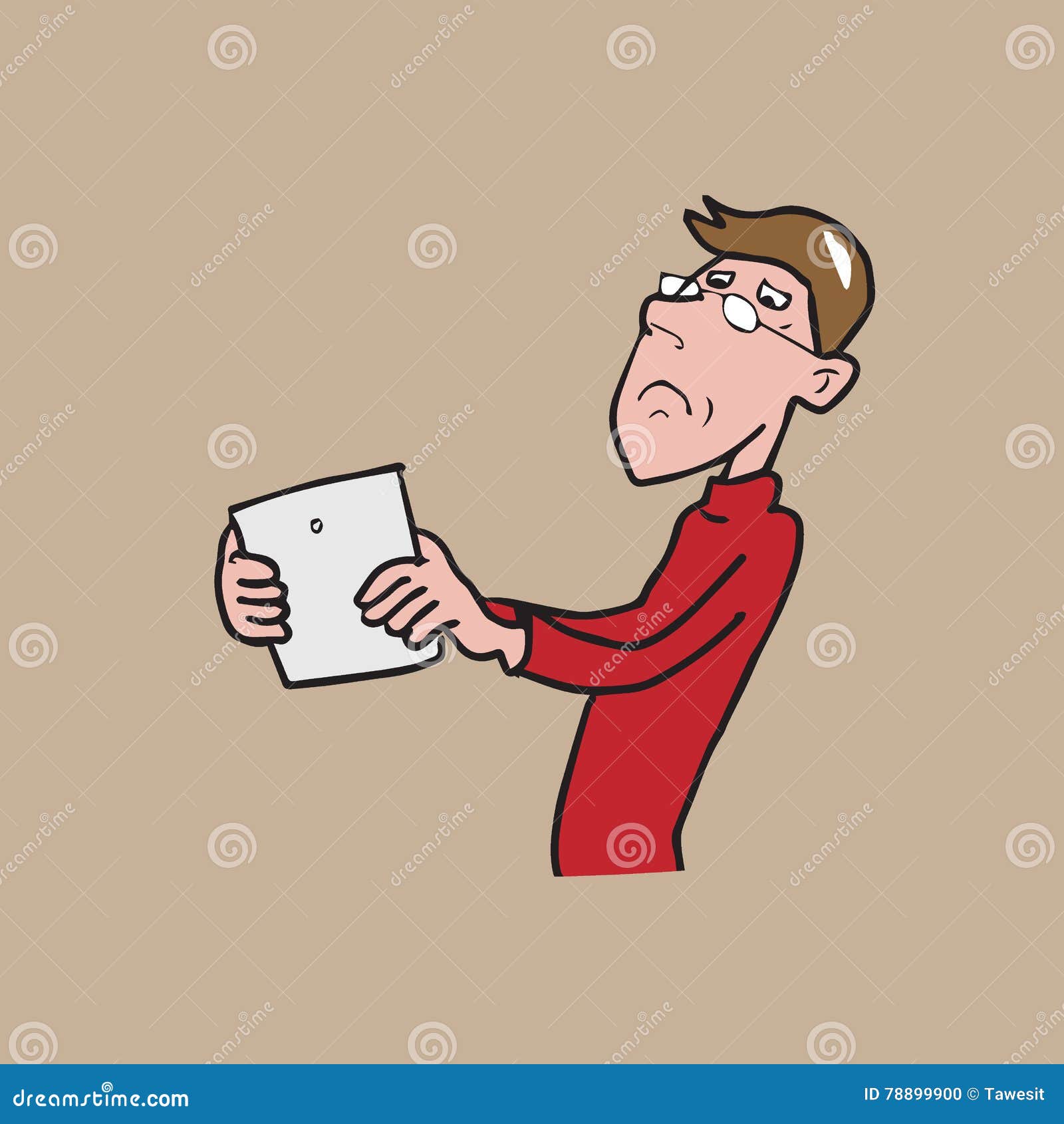 Man Far Sightedness Cartoon Drawing Vector Illustration | CartoonDealer ...