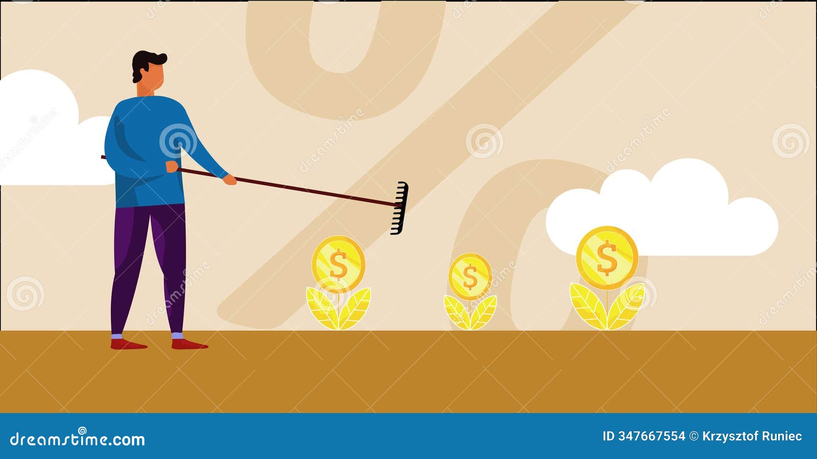Man farming money. stock illustration. Illustration of vector - 347667554