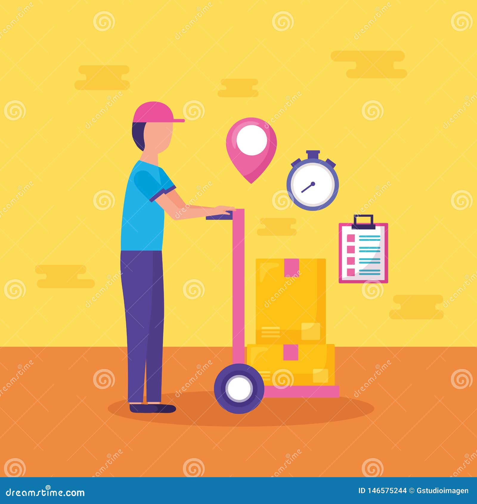 Man fast delivery stock illustration. Illustration of sign - 146575244