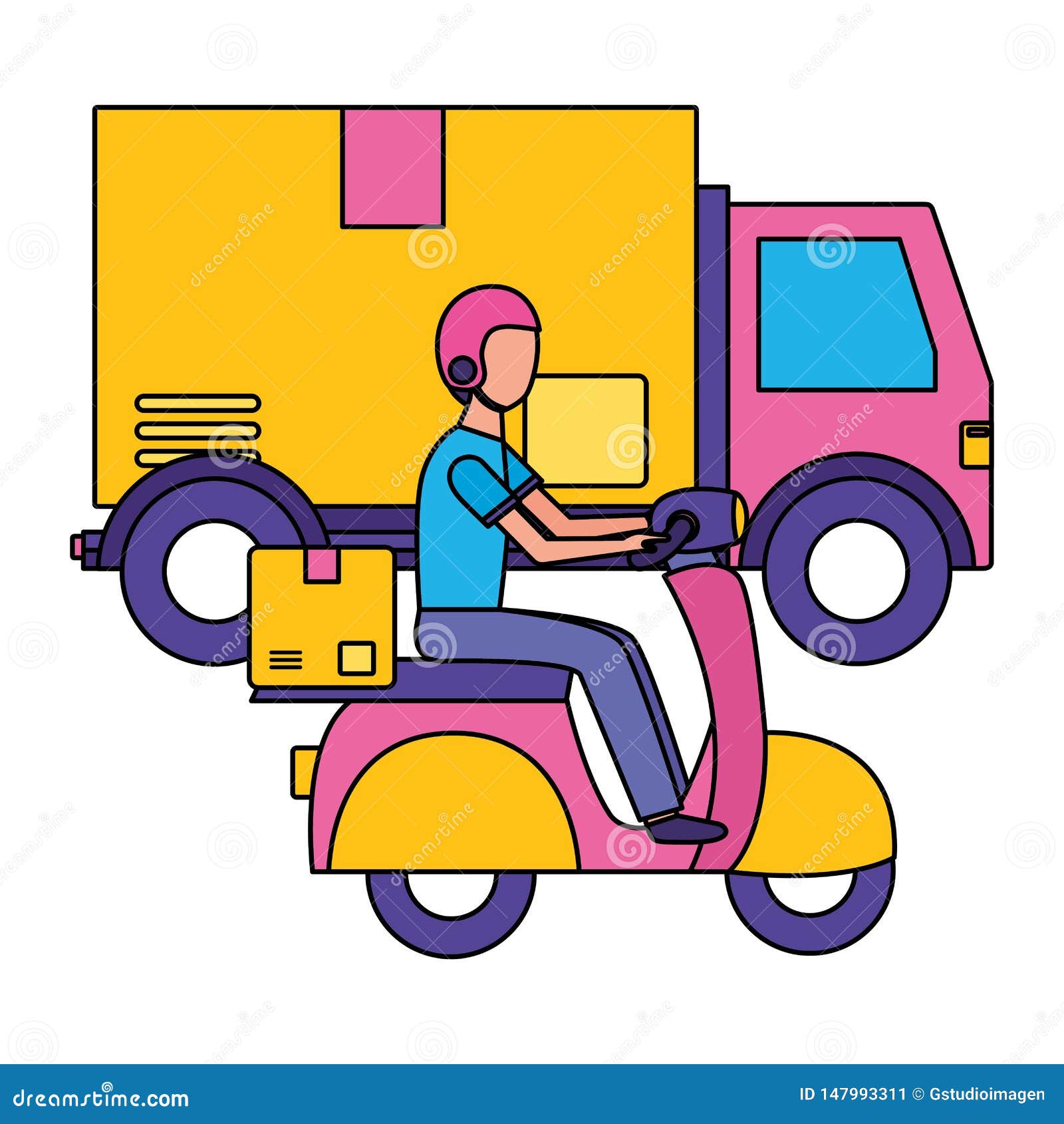 Man fast delivery stock illustration. Illustration of order - 147993311