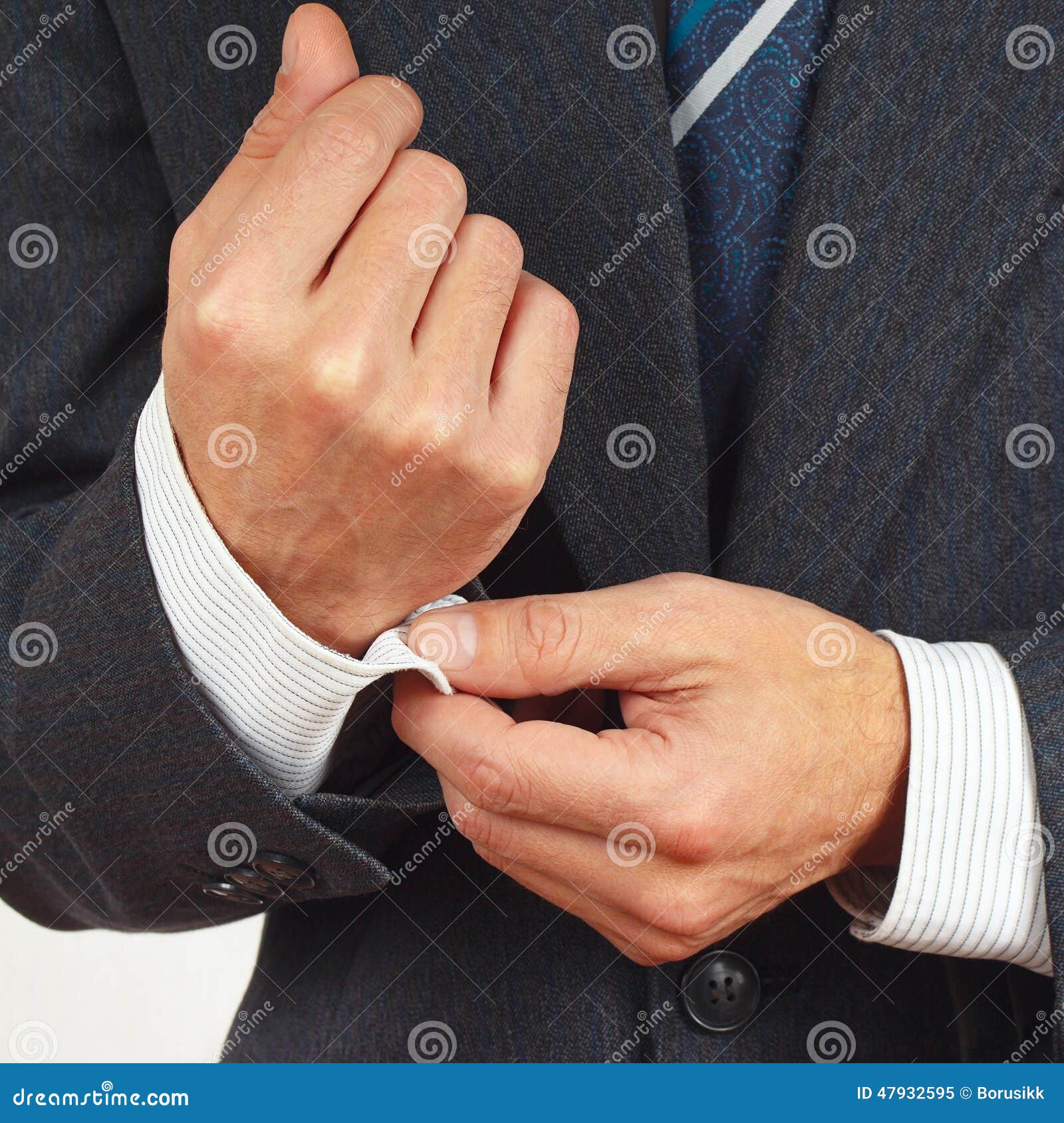 Man Fastened the Buttons on Sleeve Suit Closeup Stock Image - Image of ...