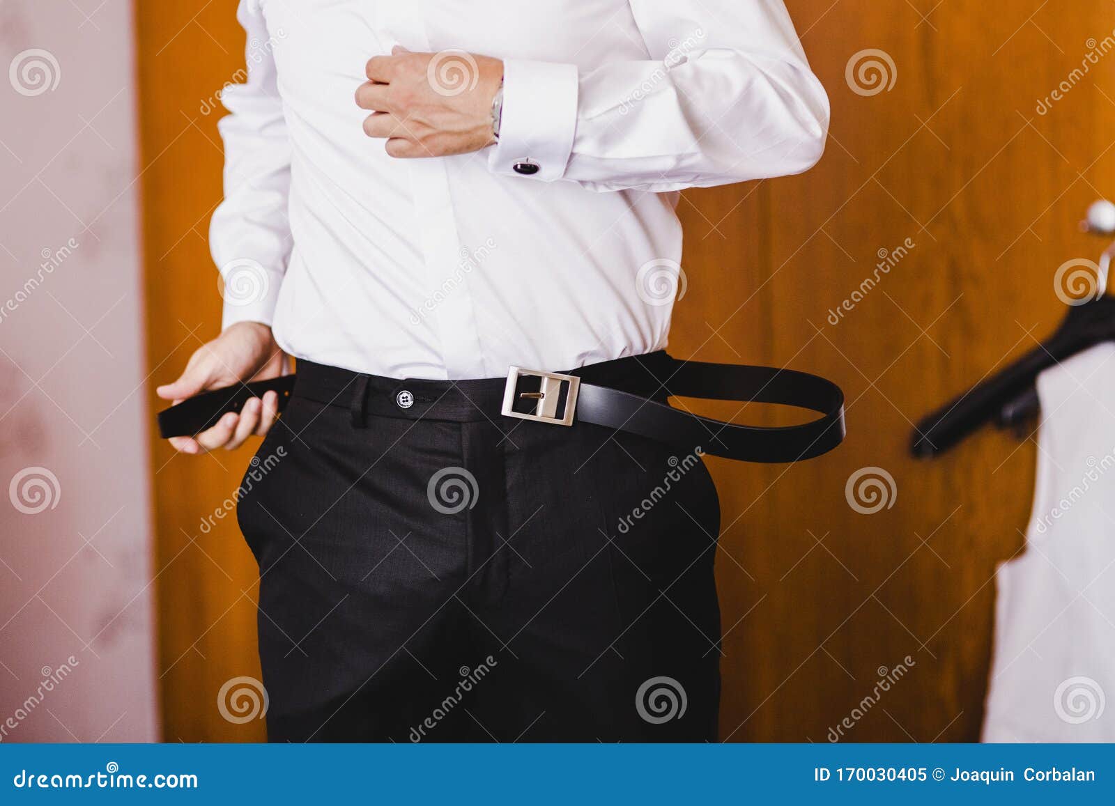 Man Fastening His Belt To His Pants Stock Image - Image of concept ...