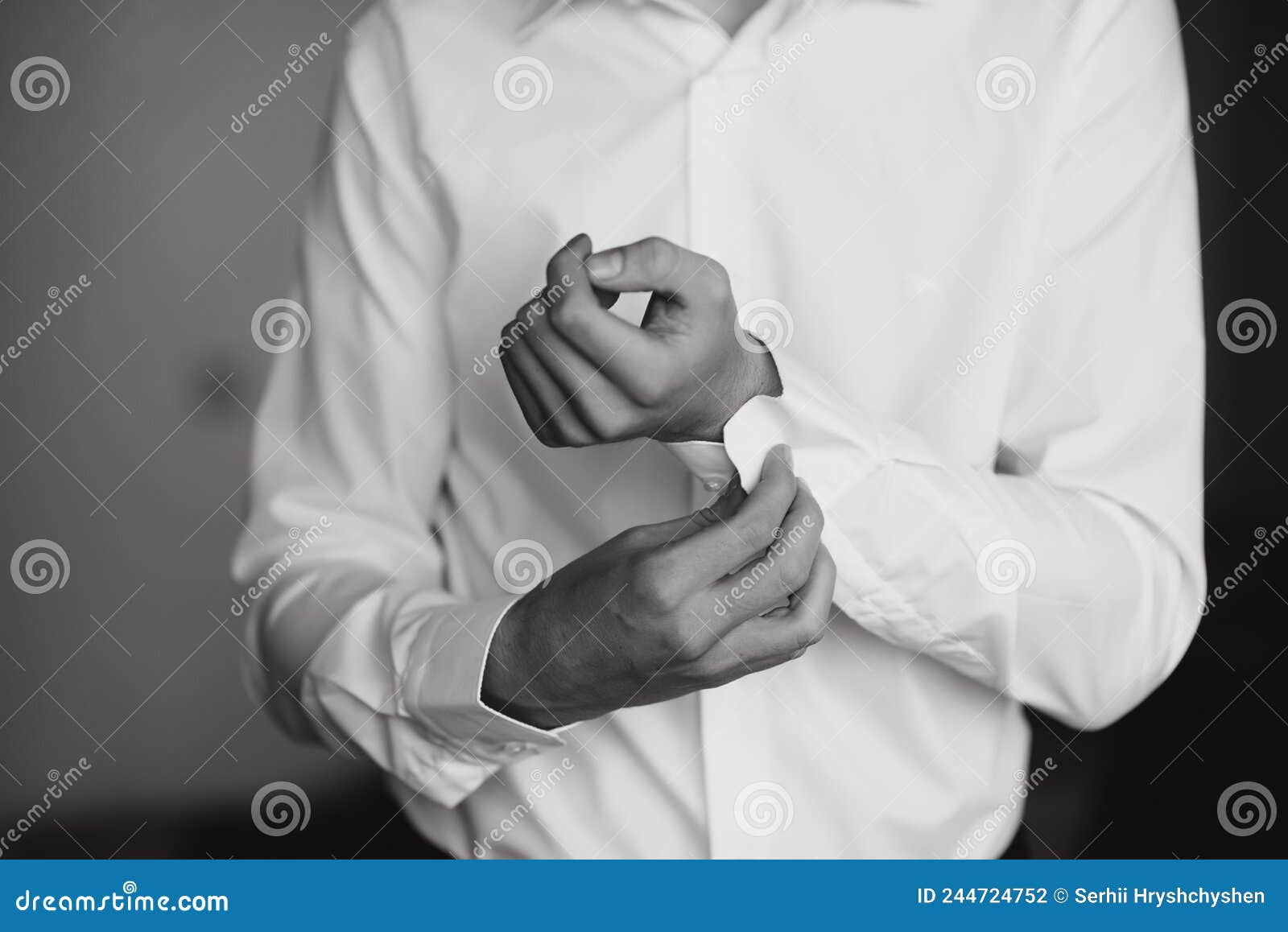 A Man Fastens Buttons on His Shirt Stock Photo - Image of business ...