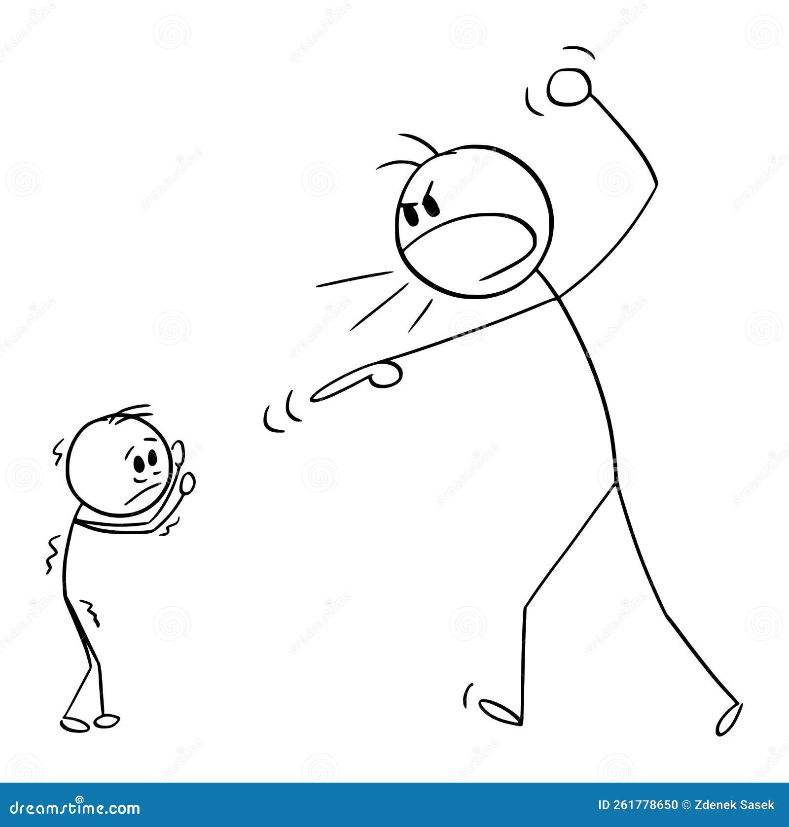 Man or Father Yelling at Small Child or Boy, Vector Cartoon Stick ... Man or Father Yelling at Small Child or Boy, Vector Cartoon Stick ...