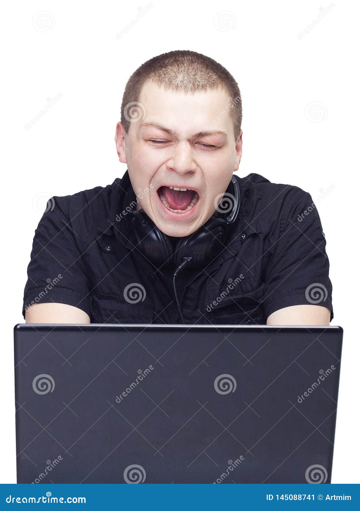Man Fear and Looking in Monitor Computer Stock Image - Image of hacker ...