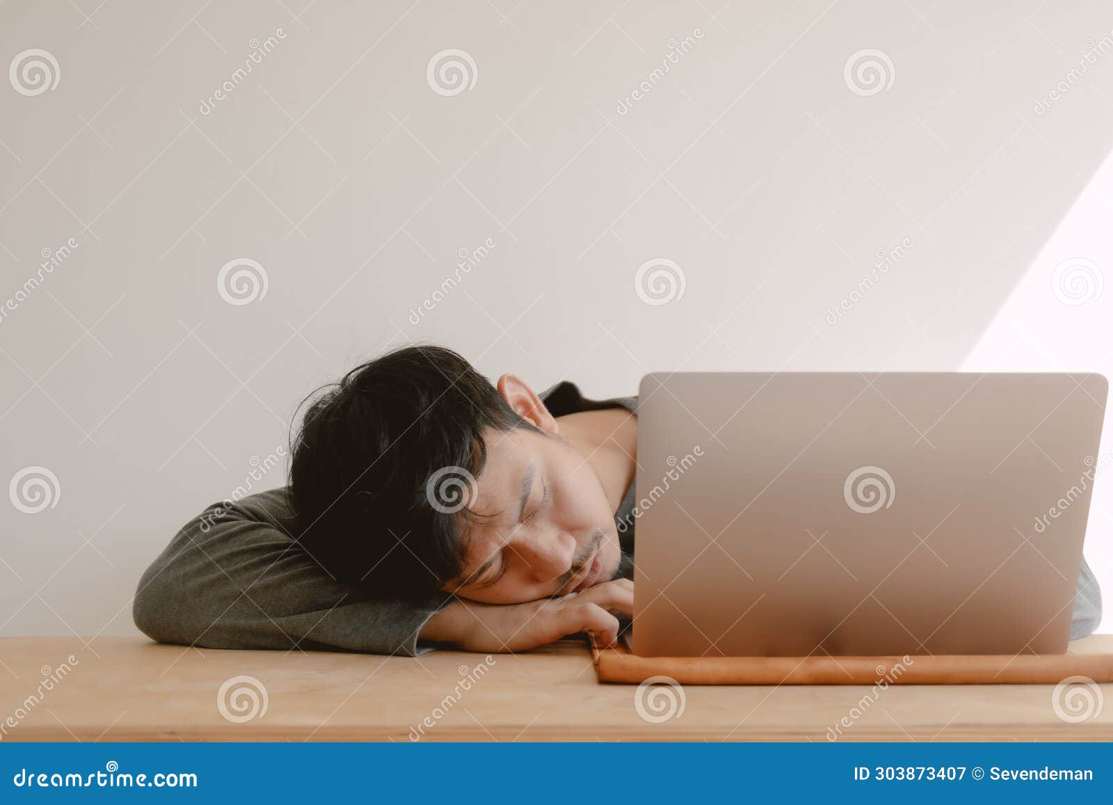 Man Feeling Bored Tired and Sleepy Working with Computer. Stock Image ...