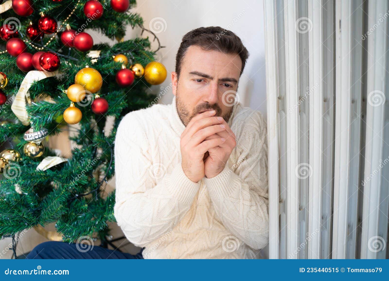 Man Suffering Cold at Home and Problem with House Heating during ...