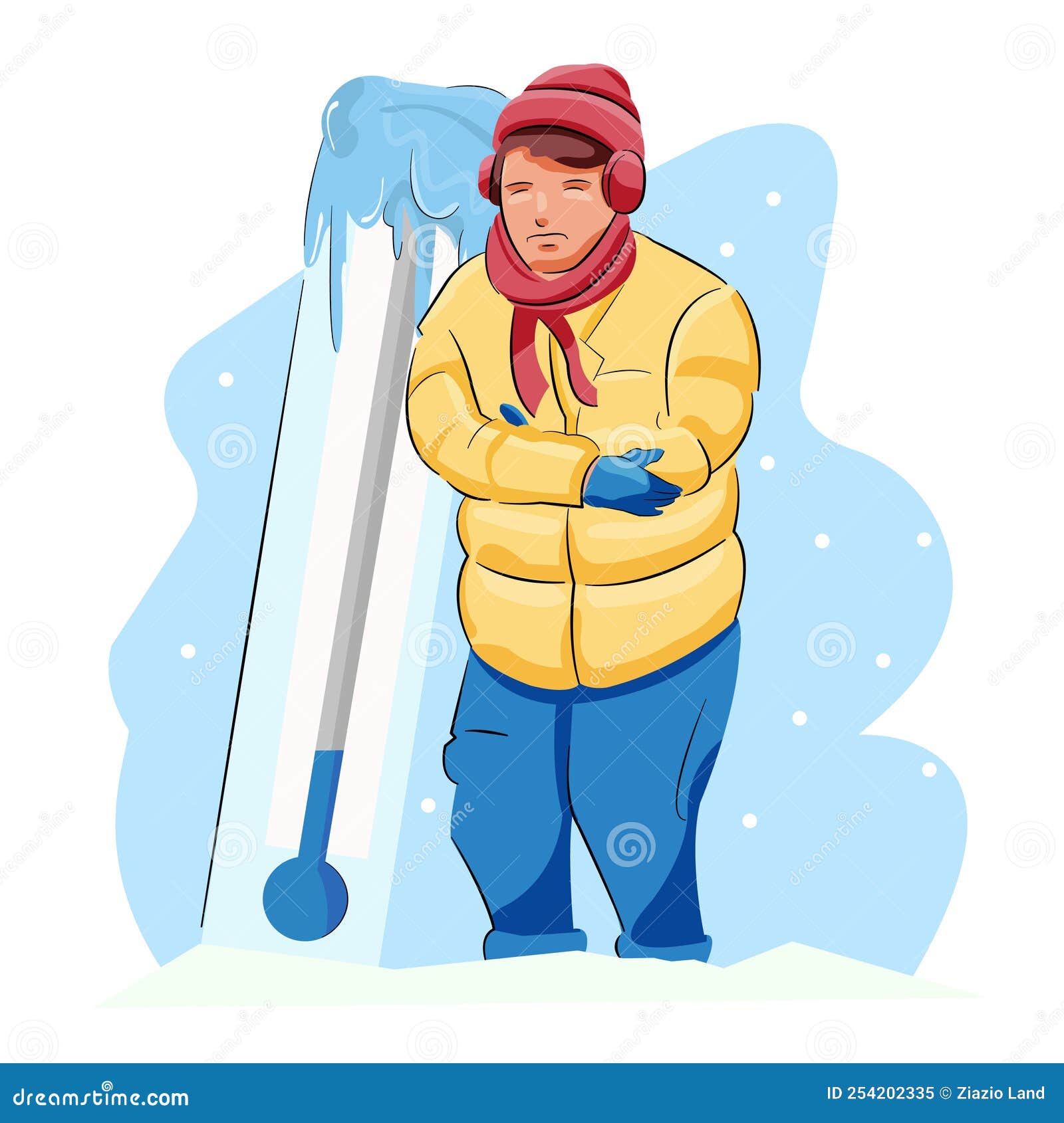 Man Feeling Cold in Low Temperature Stock Vector - Illustration of ...