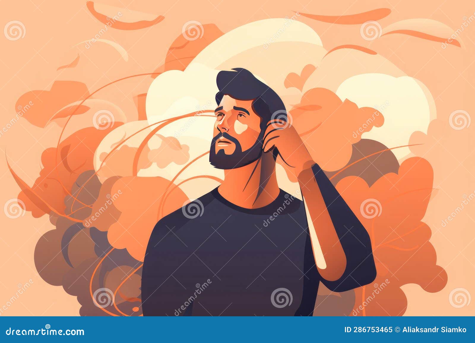 Man Feeling Confused Thinking Looking for Problem Solution. Process of ...