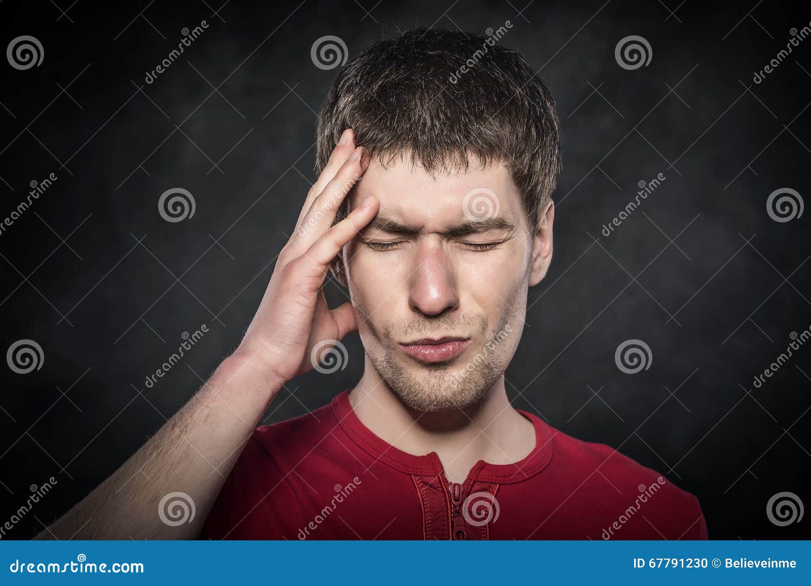 Man Feeling a Headache or Intensely Thinking. Stock Photo - Image of ...