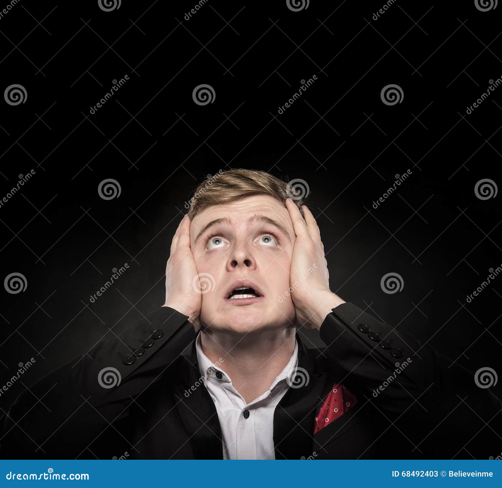 Man Feeling a Headache or Intensely Thinking. Stock Image - Image of ...